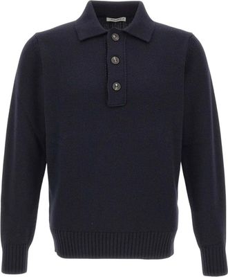 KANGRA Polo en laine vierge extra-fine - Homme - Tops - Bleu - Taille: M