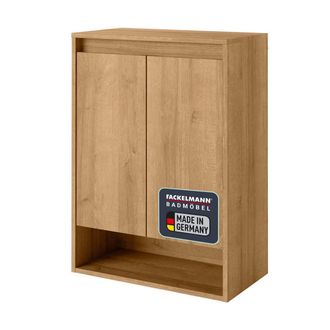 Fackelmann Doppel-Midischrank Natura/Badschrank mit Soft-Close/Ma&szlig;e (B x H x T): ca. 60,2 x 82,6 x 32 cm/hochwertiger Schrank f&uuml;rs Bad / 2 T&uuml;ren/Offene Ablagefl&auml;