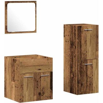 vidaXL Vidaxl - Set de Meubles pour Salle de Bain avec porte 3 pcs Bois Ancien