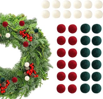 Generic Filzb&auml;lle f&uuml;r Weihnachtsbaum - Handwerksfleisch -Weihnachtsschmuck in Wolle Filz, nat&uuml;rliche Weihnachtsdekoration | Weiche Weihnachtskugeln im Filz, f