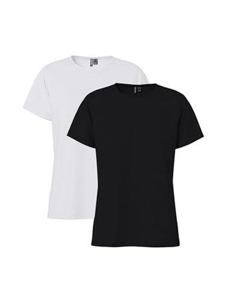 Pieces Pieces Pcamira SS Lot de 2 t-Shirts Noos BC pour Femme, Noir, L