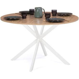 IDMarket Idmarket - Table à manger ronde alix 6 personnes pied araignée bois et blanc 110 cm