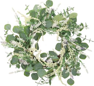 Vosteen 1x XL Eukalyptuskranz Ø 56cm grün/weiß - Fensterdekoration hängend eleganter Look & hochwertig verarbeitet - Türkranz Frühling Sommer