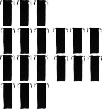 Cabilock 18stücke Teiliges Schwarz Flanell Aufbewahrungstasche Für Wiederverwendbare Praktische Hülle Für Edelstahlstrohhalme Besteck Und Mehr Für Reisen Und A