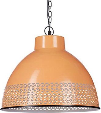Relaxdays Hängelampe Vintage mit Kette, Retro Pendelleuchte für Wohnzimmer-Decke, Schatteneffekt, E 27, Ø=40 cm, orange