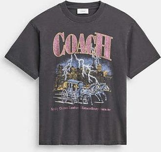 Coach Metallic-Grafik Relaxed T-Shirt f&uuml;r Frauen in Braun, Gr&ouml;&szlig;e X-Klein | Baumwolle