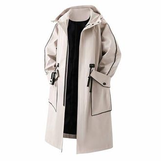 Generic Extra longue &agrave; capuche pour homme, imperm&eacute;able, chaude et r&eacute;sistante au froid z12
