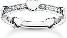 Thomas Sabo TR2391-051-14 Bague pour femme avec coeurs en argent sterling 925, 58, Argent sterling, Zircone cubique