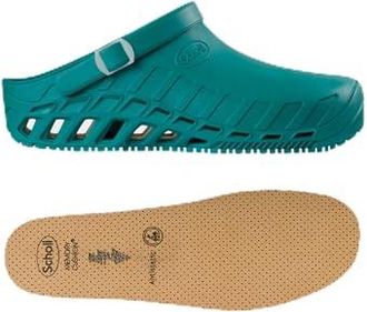 Scholl Clog Evo Vert + Semelles Antistatiques avec Memory Cushion pour Clog Evo - Vert/Marron