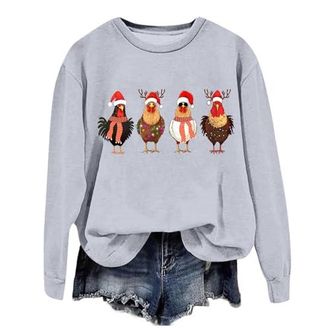 Generic Pull Moche Noel Femme Pull Noel Drole Sweatshirt Ample a Col Rond Imprimé de Noël pour Femme