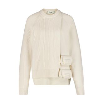 Fendi Woll-Kaschmir-Pullover mit Taschen-Details - - Knitwear - Damen - Beige - S
