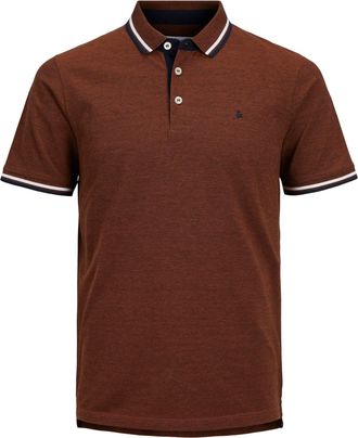 Jack & Jones Herren Fit Polo Shirt JJEPAULOS Uni Sommer Hemd Kurz Arm Pique Cotton Big Size, Farben:Mittelbraun, Größe:8XL
