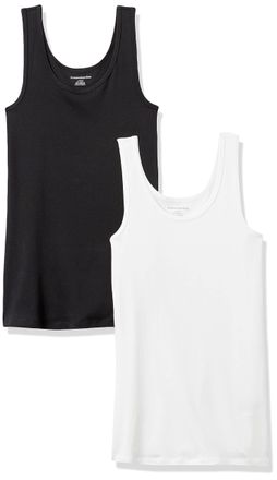 Amazon Essentials Damen Tanktop, Schmale Passform, 2er-Pack, Schwarz/Wei&szlig;, XXL