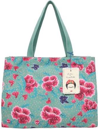 Fritzi Aus Preußen Fritzi X Frida Kahlo Easy01 Canvas Flower Green, Sac de Courses Femmes, Vert Fleur, Breite 45 cm x Höhe 32 cm x Tiefe 20 cm