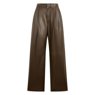 Bottega Veneta Weite Lederhose - - Trousers - Damen - Braun - XS