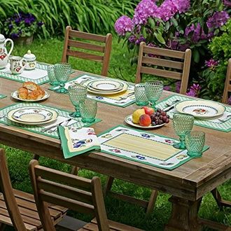 Elrene Home Fashions French Garden Tischset aus Baumwollstoff, wendbar, 35,6 x 50,8 cm, Mehrfarbig, 4 Stück
