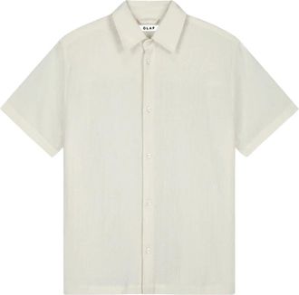 Olaf Hussein Homme, Chemises, Blanc, Taille: XL Textured Stripe Boxy SS Shirt