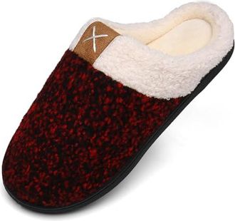 Mishansha Pantoufles Femme Hiver Mémoire Mousse Chaussons Accueil Peluche Chaudes Antidérapante Chaussons Confortable Léger rouge 36/37 EU