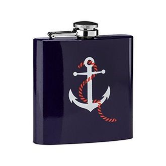 Premier Housewares Backform, 6 oz Flachmann mit Anker-Motiv, Blau