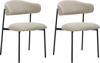 Byliving Esszimmerstuhl 2er Set Jersey/Webstoff Taupe/Gestell Metall schwarz / 4-Fuß-Stuhl/Küchenstuhl 7 Polsterstuhl/B 58, H 78, T 54,5 cm