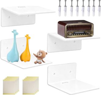 Generico Wandregale aus Acryl, multifunktional, 4-teilig, vielseitig und robust, 10,2 cm, für Schlafzimmer, Album, Küche, Bad, Wohnzimmer, Arbeitsplatz