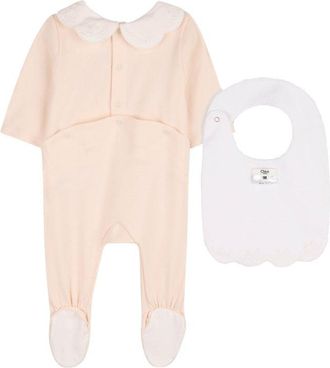 Chlo&eacute; Cotton Romper and Bib Set - Pink