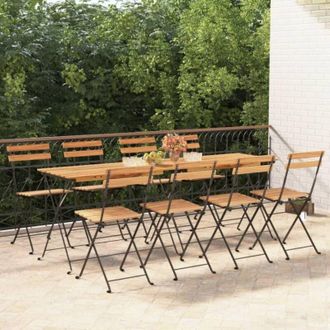 vidaXL Vidaxl - Chaises de bistrot pliantes 8 pcs Bois de teck solide et acier