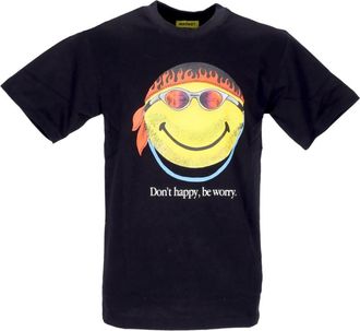 Market Schwarzes Herren-T-Shirt mit Smiley - - Tops - Herren - Schwarzk - XL