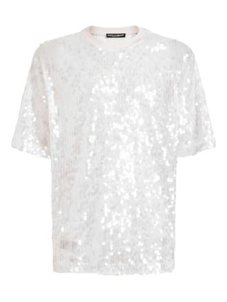 Dolce & Gabbana t-shirt à sequins - Blanc
