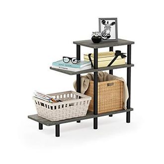 Furinno Turn-N-Tube Table dAppoint de Canapé à 3 Niveaux, Chêne Français Gris/Noir, Bois, One Size