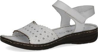 Caprice Damen Sandalen mit Absatz aus Leder Bequem, Weiß (White Nappa), 41 EU