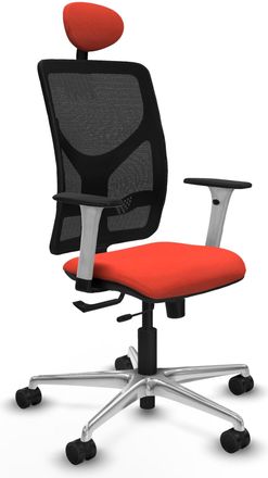 Piqueras y Crespo Arbeitsstuhl mit wei&szlig;en und schwarzen Armlehnen, h&ouml;henverstellbarer Lendenwirbelst&uuml;tze und festem Kopfteil, ausgestattet mit Syncro/Traslack. Schwarz/