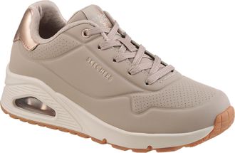 Skechers Sneaker SKECHERS UNO GOLDEN AIR, Damen, Gr. 41, grau (taupe), Lederimitat, Schuhe Sneaker, Freizeitschuh, Halbschuh, Schn&uuml;rschuh mit Metallic-Einsatz,