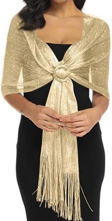 Generic &Eacute;charpe pour femme - &Eacute;tole pour robe de soir&eacute;e avec effet paillet&eacute; et franges - &Eacute;charpe de soir&eacute;e pour occasions festives - En mat&eacute;riau l&eacute;ger - Access