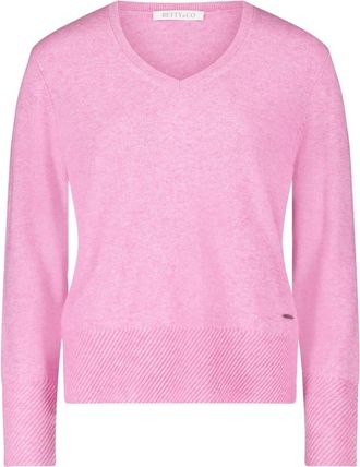 Betty & Co Melange V-Ausschnitt Strickpullover - - Knitwear - Damen - Rosa - XL