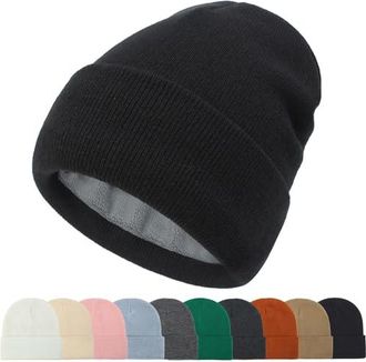 Dreshow Bonnet en Tricot Chaud pour Hommes et Femmes Bonnets dhiver Unisexes Beanie dhiver Extra Chaud pour Le Temps Froid