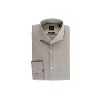 HUGO BOSS Slim-Fit-Hemd aus italienischer Strukturbaumwolle - - Shirts - Herren - Beige - L