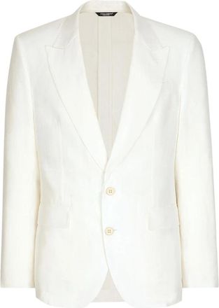 Dolce & Gabbana Homme, Costumes, Blanc, Taille: XL Veste de lin crois&eacute;e simple