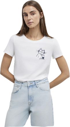 Mavi Damen CAT Printed Graphic T-Shirt T-Shirt, Antique, XL