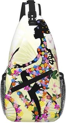 Generic Sacoche Tactique Fille &agrave; v&eacute;lo imprim&eacute; papillon Casual Sac De Poitrine Multifonction Sac &agrave; Poitrine pour Homme Femme Randonn&eacute;e