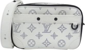 Louis Vuitton Sac bandouli&egrave;re en cuir Monogram Shadow Alpha Wearable Wallet doccasion - Femme - Pre-owned - Blanc - Taille: ONE Size
