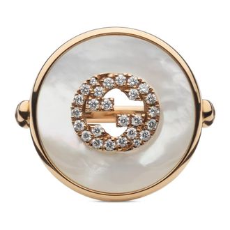 Gucci Verriegelungsring in Ros&eacute;gold- Mop- Diamanten- GG-Pav&eacute; - - Accessories - Damen - Gelb - 53 MM
