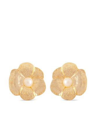 Susan Caplan Vintage 1980 Ohrstecker in Blumenform - Gold