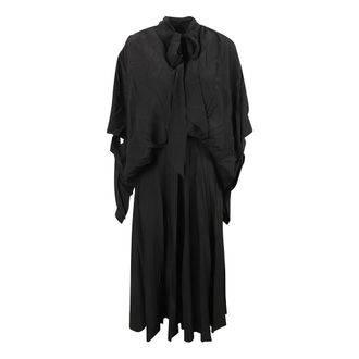 Balenciaga Schwarzes Seiden Midi Kleid mit Cut-Outs - - Dresses - Damen - Schwarzk - XS