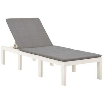 vidaXL Sonnenliege mit Auflage Kunststoff Wei&szlig; vidaXL