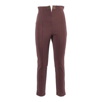 Elisabetta Franchi Femme, Pantalons, Brun, Taille: 44 FR Pantalon en cr&ecirc;pe stretch double &eacute;paisseur