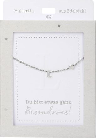 Depesche 13895.16 Halskette mit Buchstabe L und Herz, versilbert, variabel in der Länge tragbar (42 cm + 5 cm), als Geschenk oder kleine Aufmerksamkeit