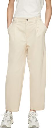 s.Oliver Cropped-Hose aus Twill mit Barrel Leg und Elastikbund in High Rise