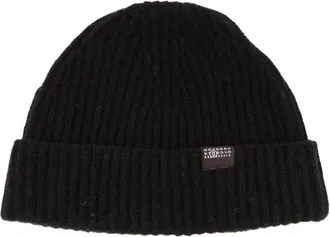 Maison Margiela bonnet côtelé à patch logo - Noir