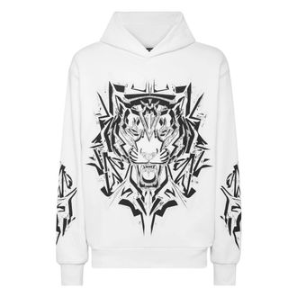 Plein Sport Hoodie Sweatshirt Thunder Tiger - - Sport - Herren - Wei&szlig; - XS